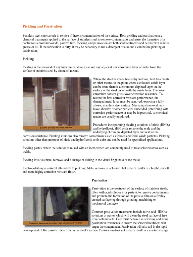 Pickling and Passivation | Corrosion | Stainless Steel | Free 30-day ...