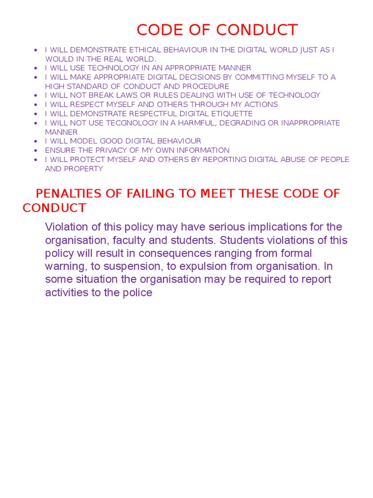 Digital Code of Conduct Guidelines | PDF