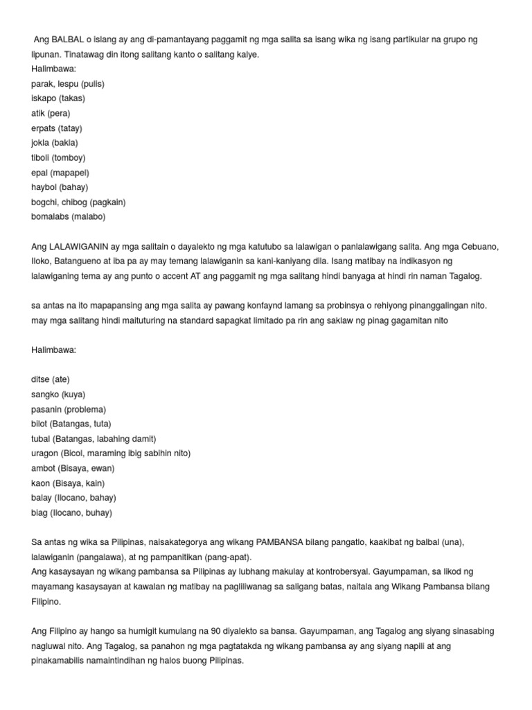 FT601-Wikang Balbal | PDF