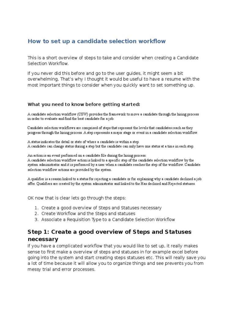 Taleo - How To Set Up A Candidate Selection Workflow v2 | PDF ...