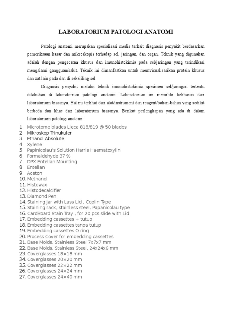 Laboratorium Patologi Anatomi | PDF