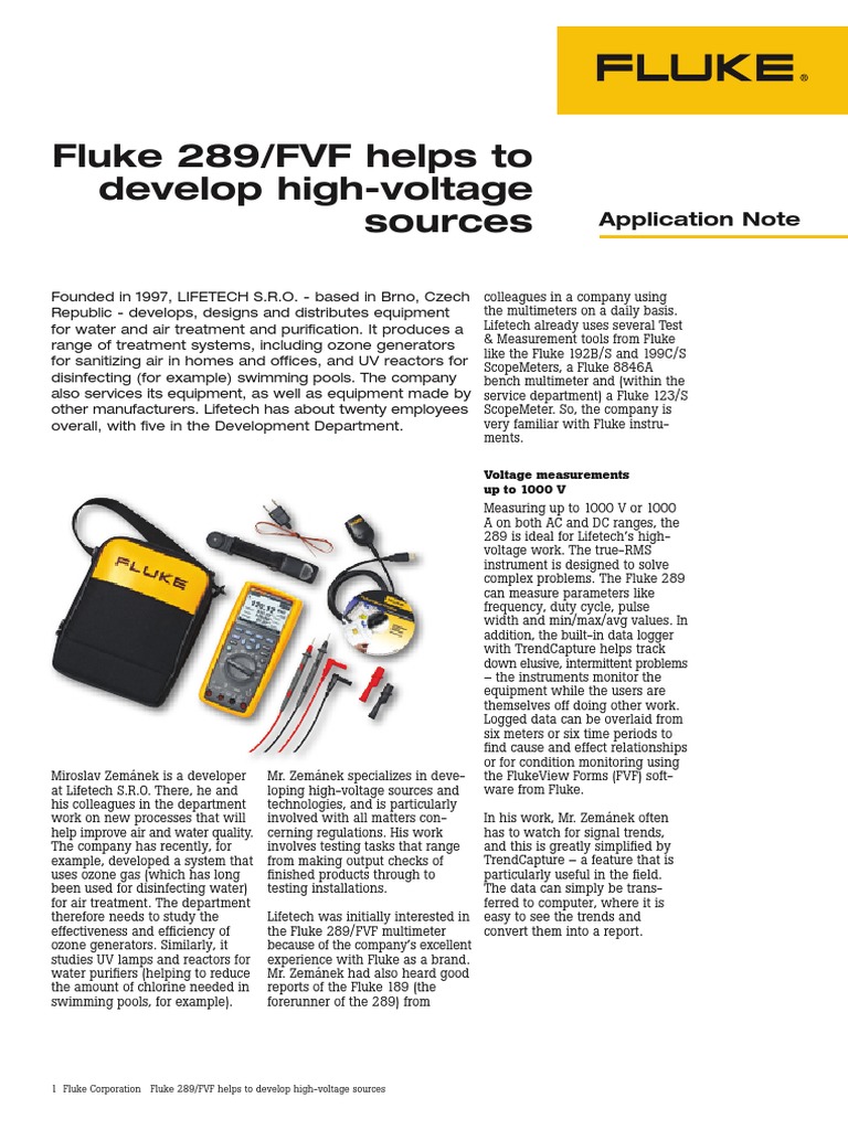 Fluke 289/FVF Helps To Develop High-Voltage Sources: Application Note | PDF | Water Purification ...