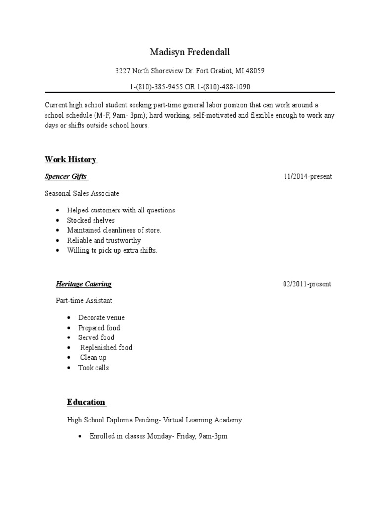 Madisyn Fredendall Resume | PDF