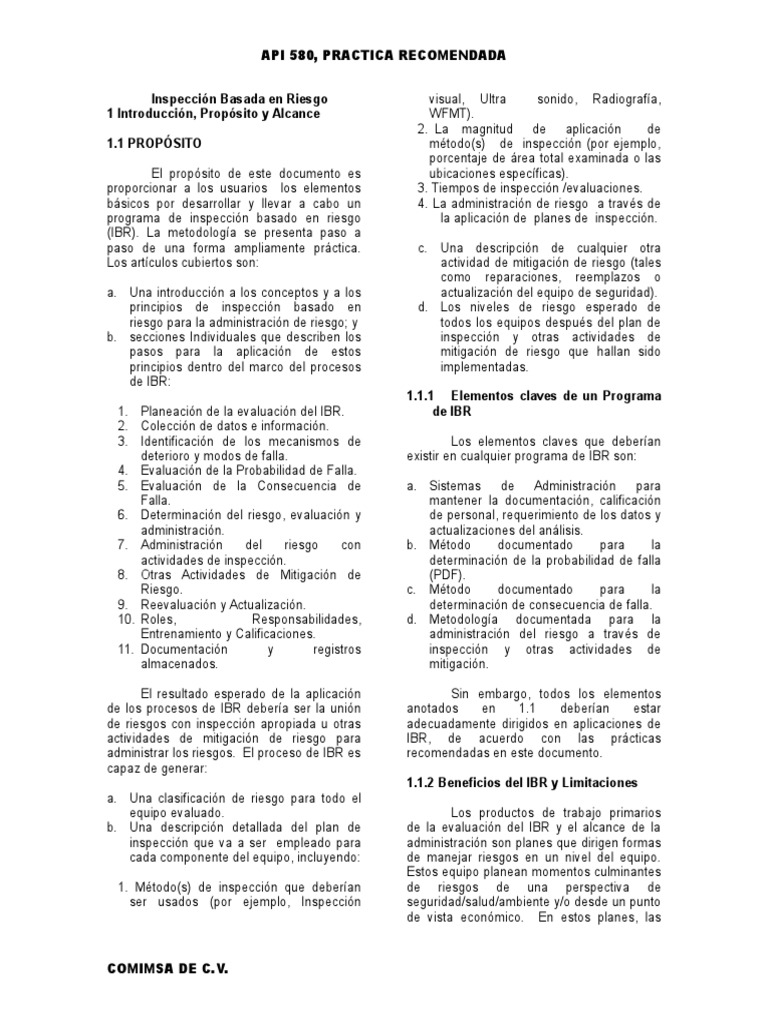 Api 580 | PDF | Evaluación de riesgos | Probabilidad