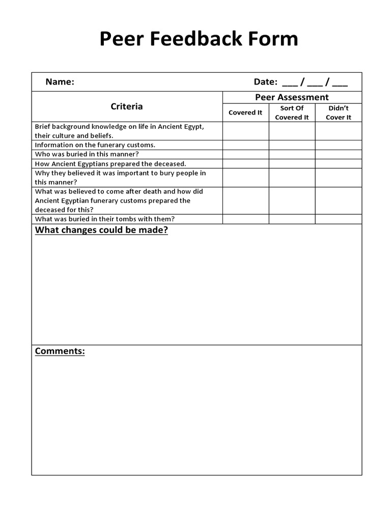 Peer Feedback Form | PDF
