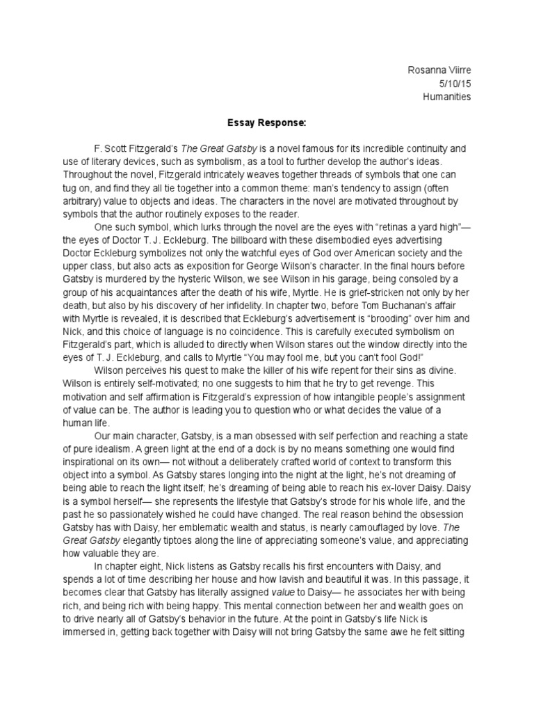 Symbolism in The Great Gatsby Explained | PDF | The Great Gatsby