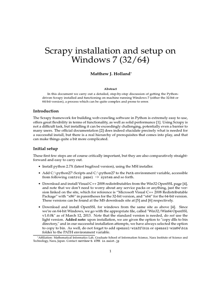 Scrapy Install | PDF | Microsoft Visual Studio | 64 Bit Computing
