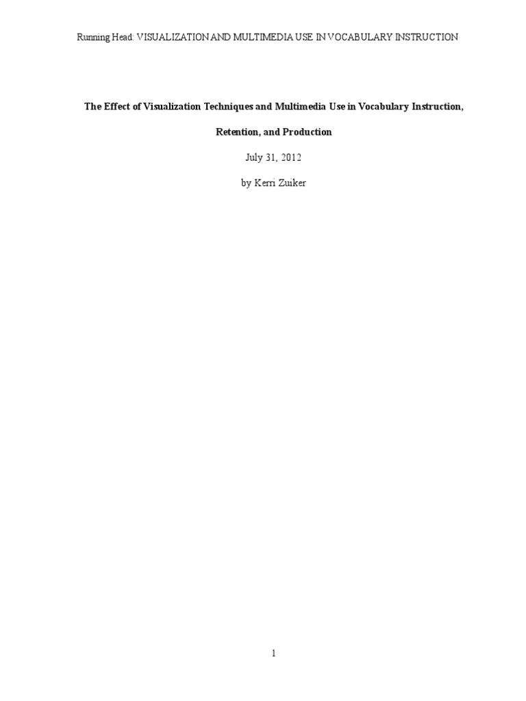 Visualization and Multimedia Use in Vocabulary Instruction | PDF ...
