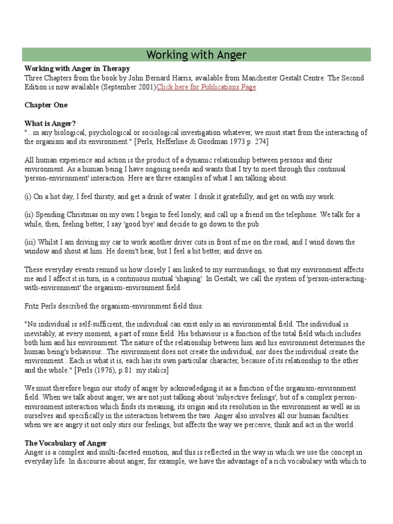 Working With Anger | PDF | Gestalt Therapy | Anger