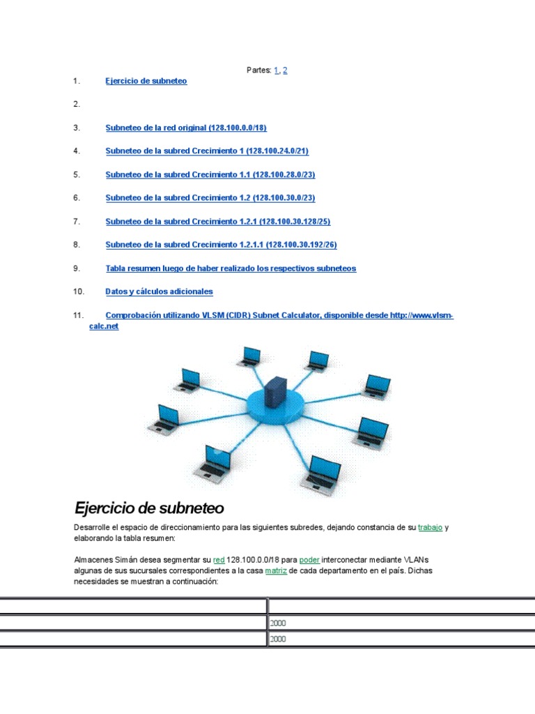 Ejercicio de Subneteo para VLANs | PDF | Dirección IP | Poco