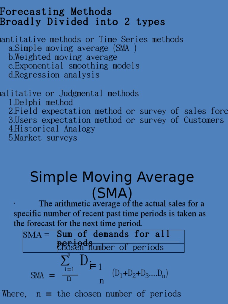 Forecasting Methods Overview and Examples | PDF | Moving Average ...