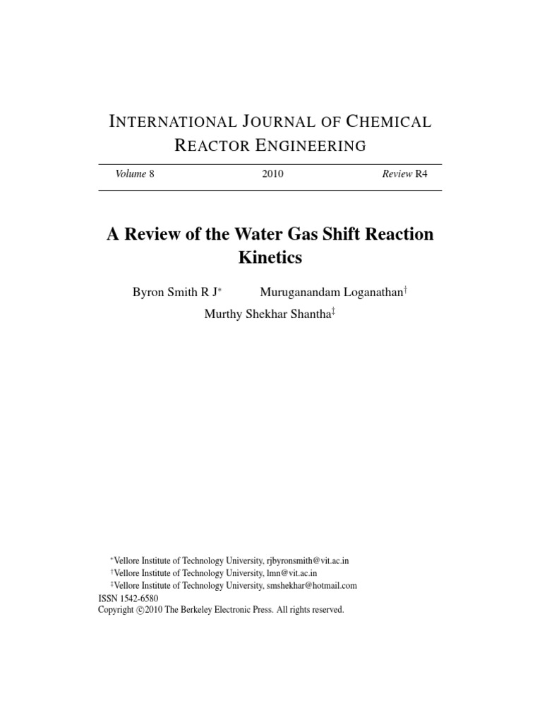 A Review of The WGS Reaction Kinetics | PDF | Catalysis | Chemical ...