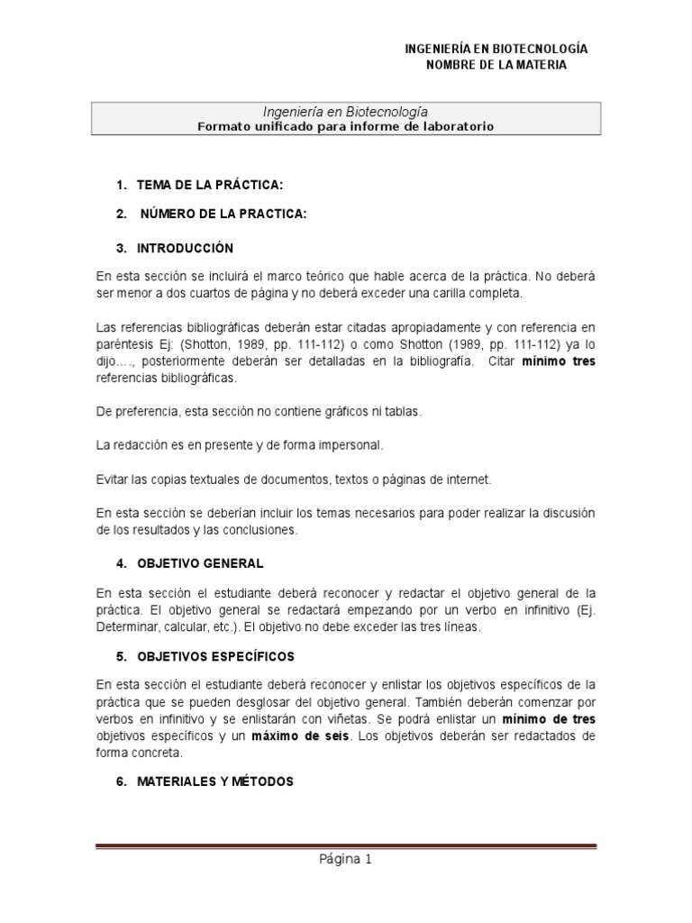 FORMATO PARA INFORME DE LABORATORIO Espe | PDF | Bibliografía | Laboratorios