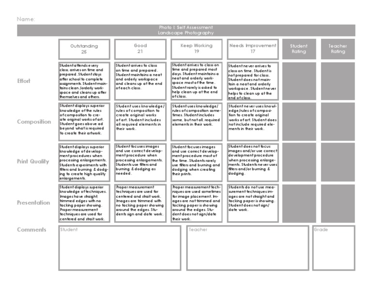 Landscape Rubric | PDF | Composition (Visual Arts) | Imaging