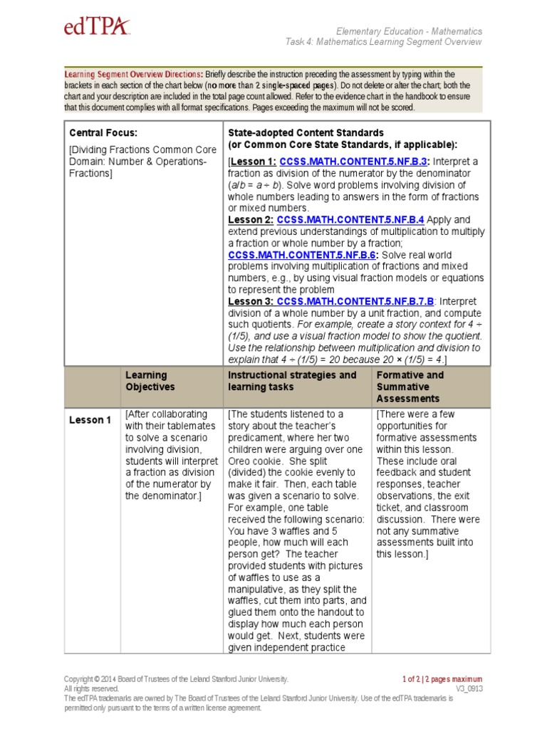 Part B Learning Segment Overview | PDF | Fraction (Mathematics ...
