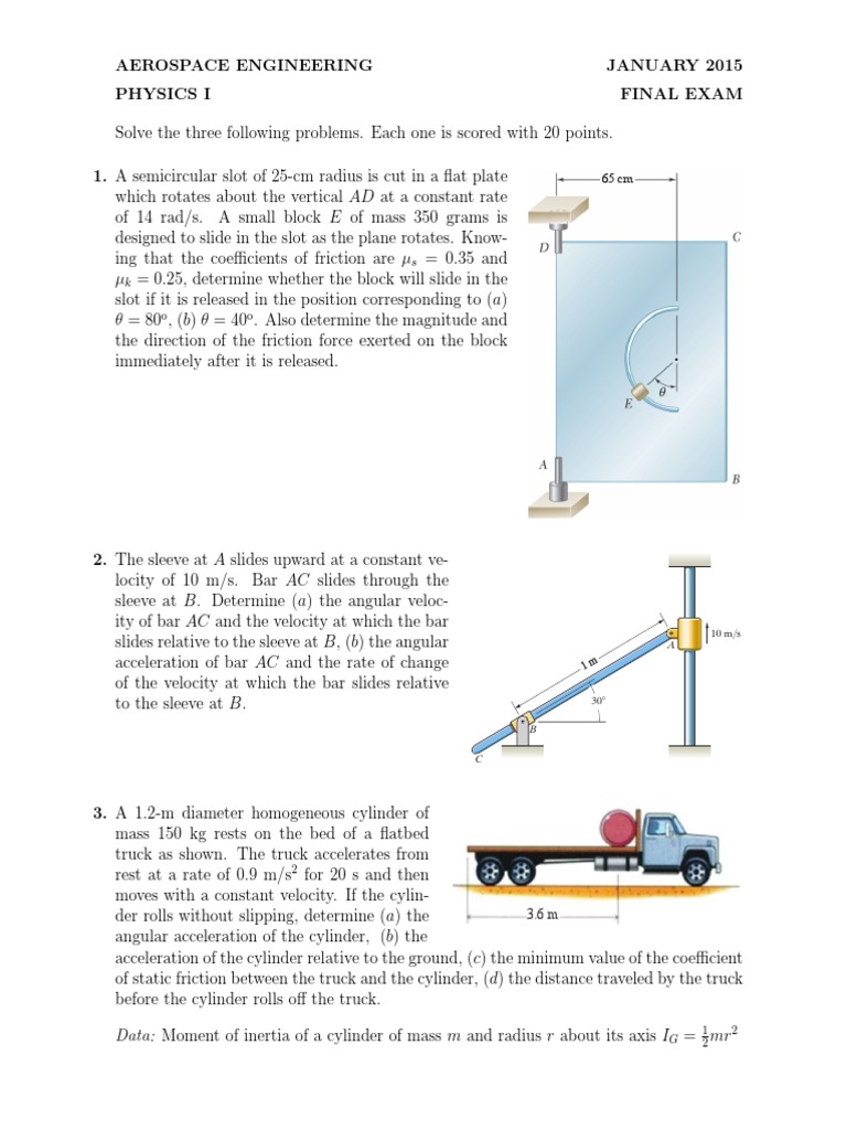 Sol Exam Jan15 | PDF | Velocity | Acceleration