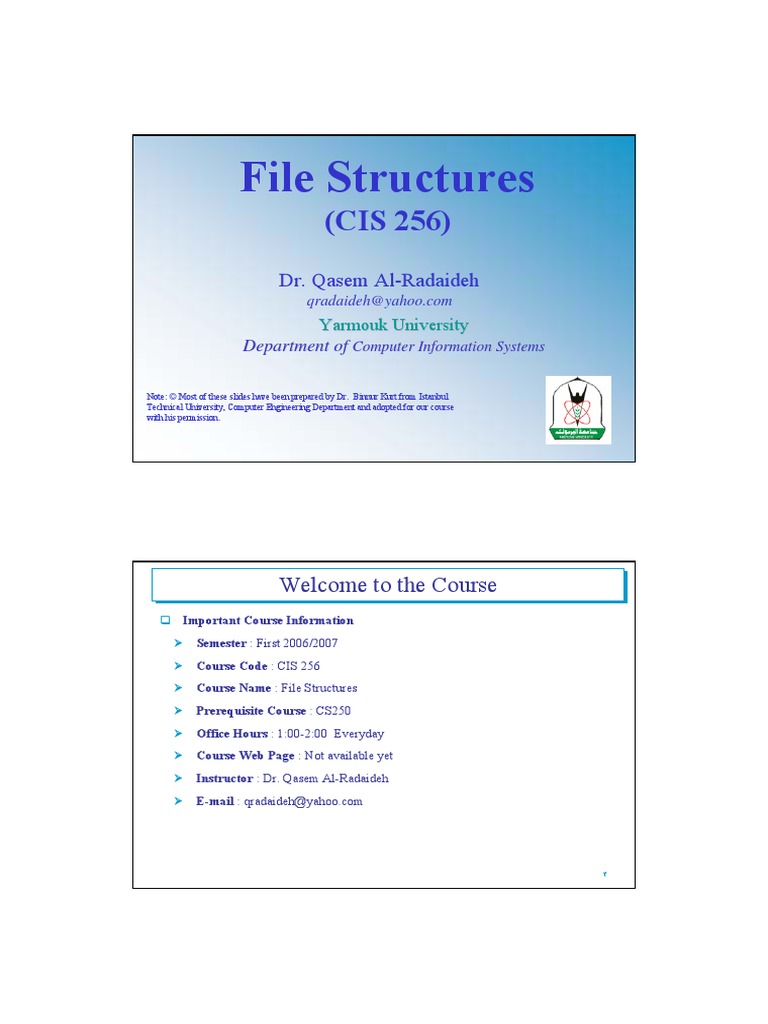 0 - Introduction To Course File Structures | PDF | Computer Data Storage | Computer File