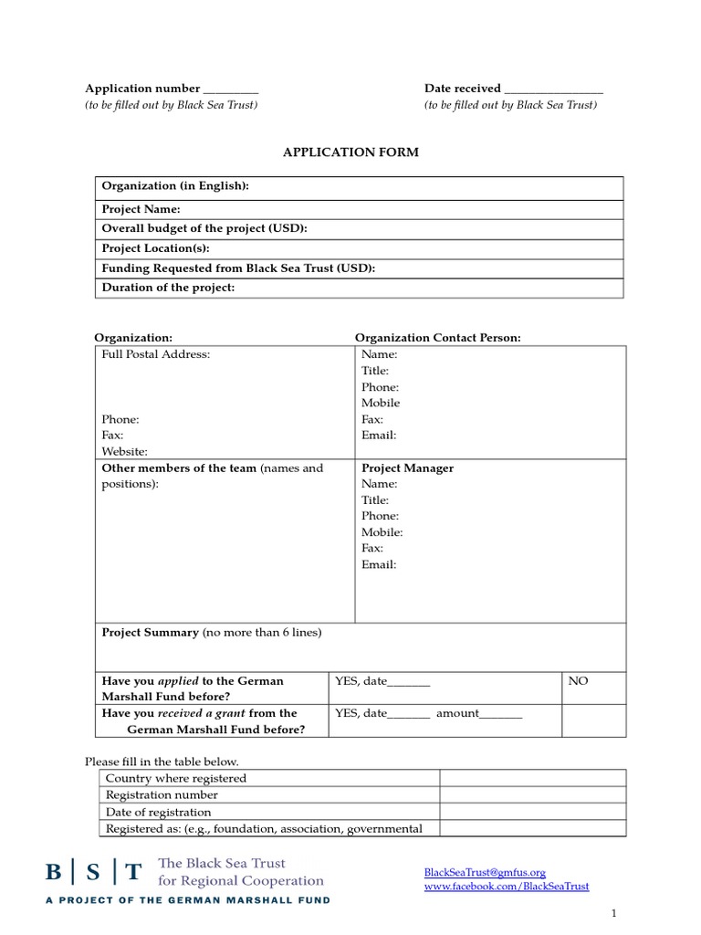 BST Application Form | Fiscal Year | Budget