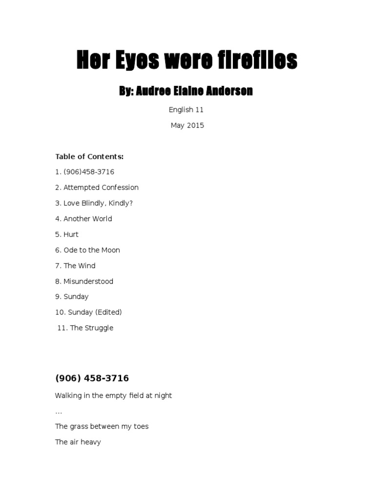 Fireflies Poems | PDF | Moon | Nature