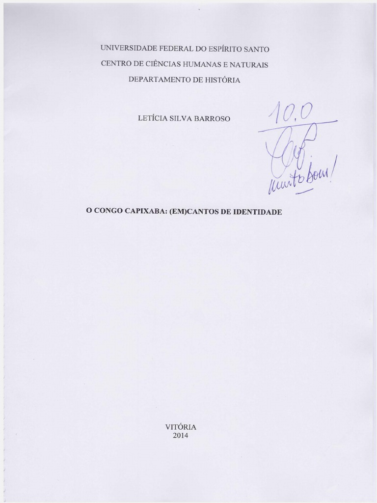 Monografia - Barroso, Leticia Silva. o Congo Capixaba (Em) Cantos de ...