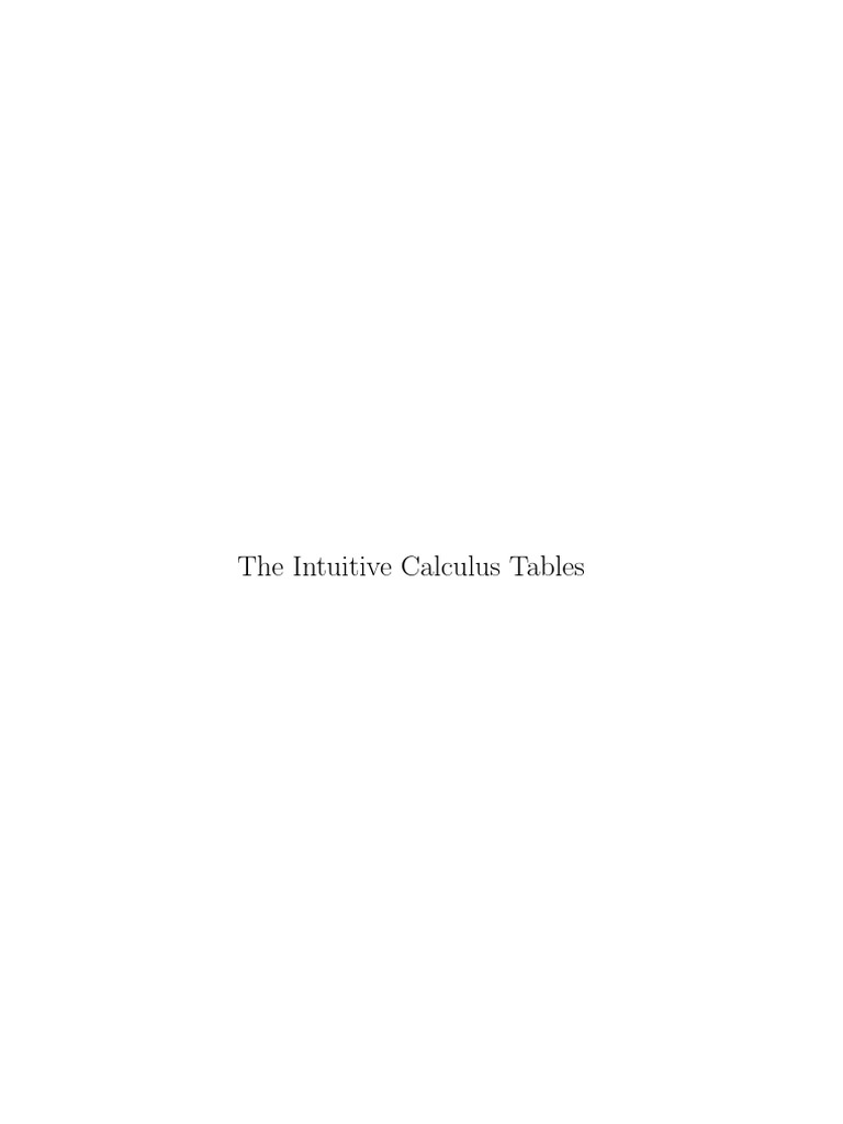 Intuitive Calculus Tables Overview | PDF
