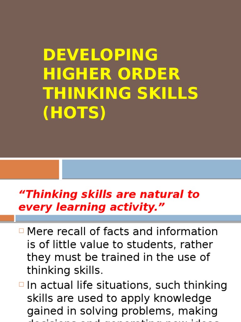 5 Hots | PDF | Critical Thinking | Creativity