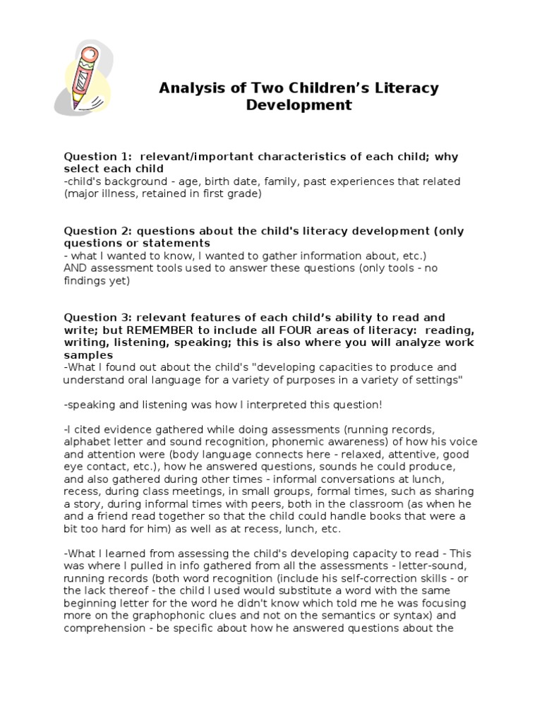 Children's Literacy Development Analysis | PDF | Reading Comprehension ...