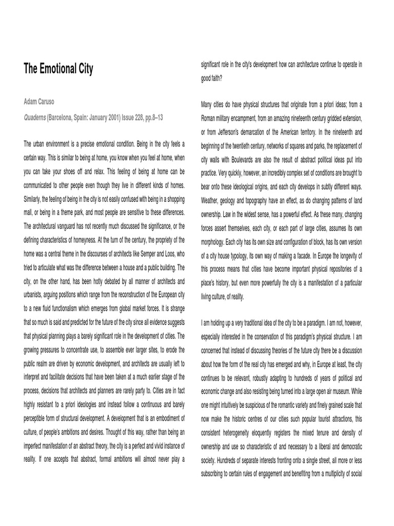 The Emotional City | PDF | Reality | Paradigm
