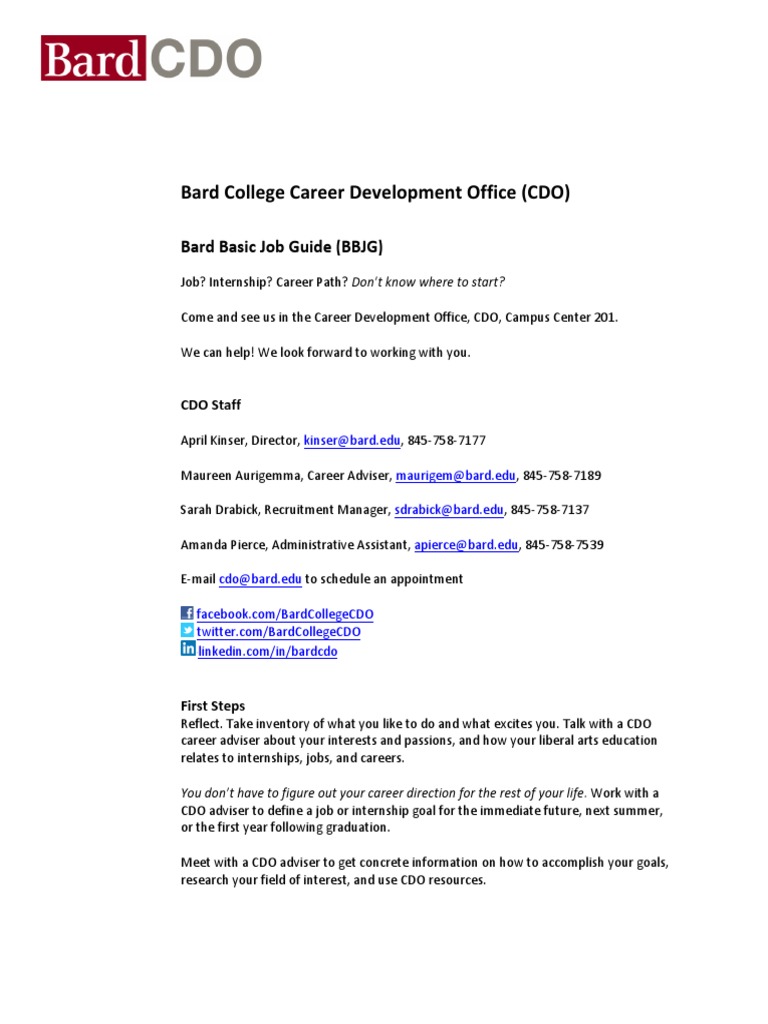 Bard College Career Development Office (CDO) : Bard Basic Job Guide ...