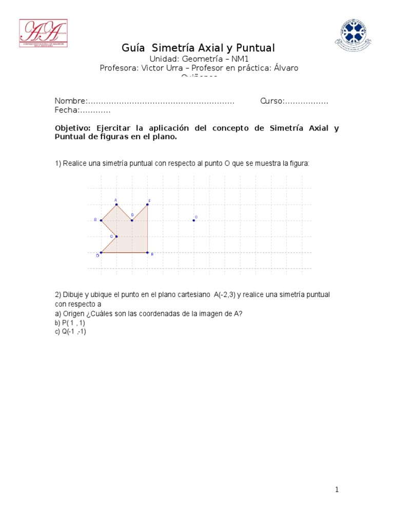 Guía 4 Simetría Axial y Puntual | PDF