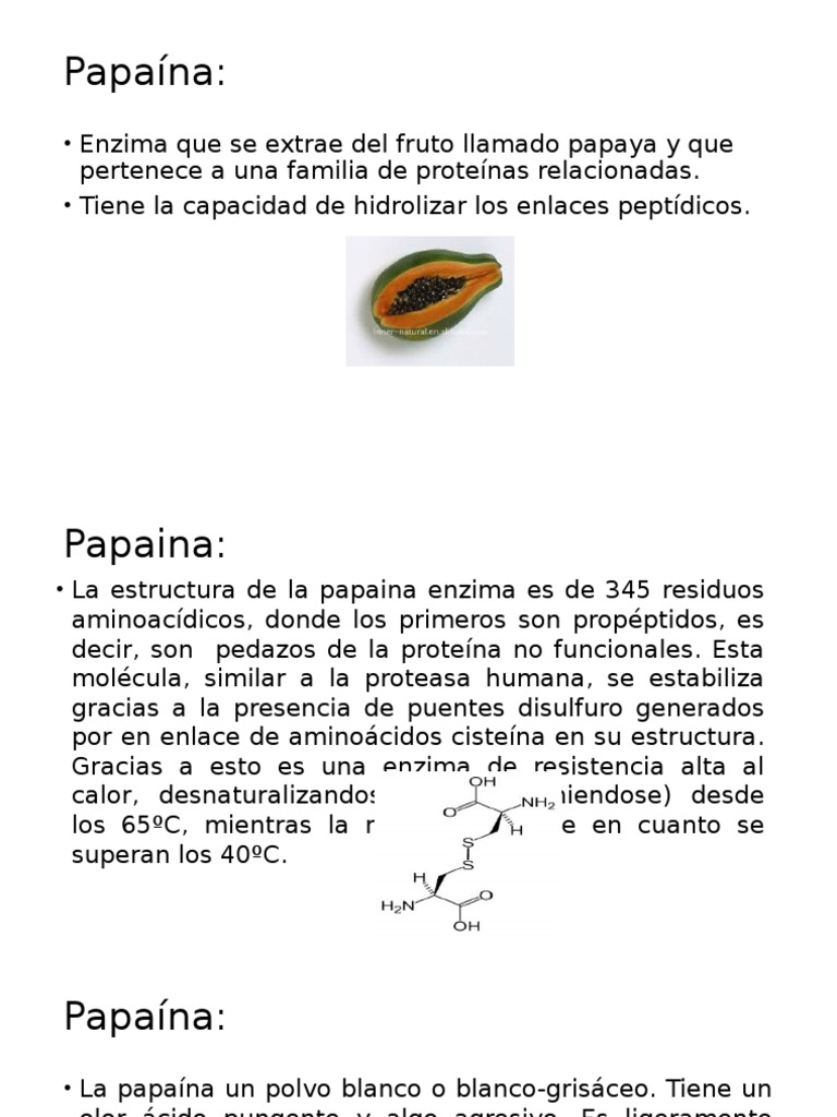 Propiedades y Usos de la Papaína | PDF | Péptido | Proteínas