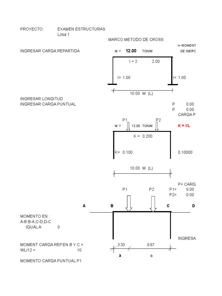 Programa Excel para Calculo de Marcos Rigidos | PDF | Ingeniería ...