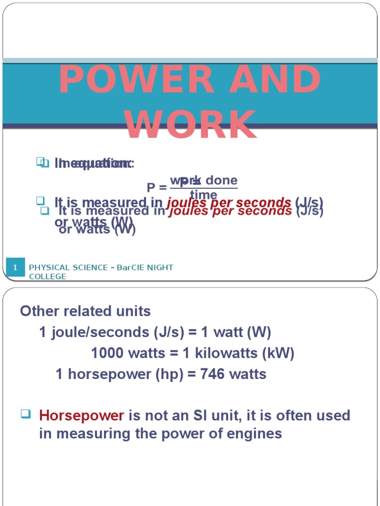 Power and Electricity | PDF | Watt | Power (Physics)