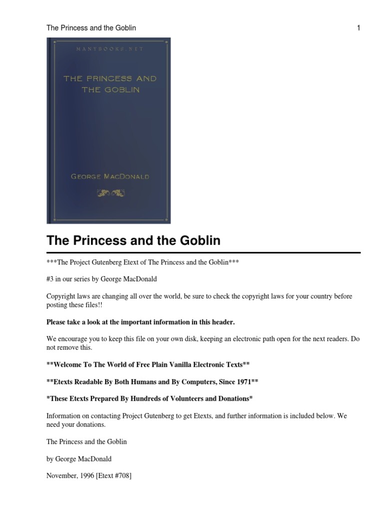 The Project Gutenberg Etext of The Princess and the Goblin: An ...