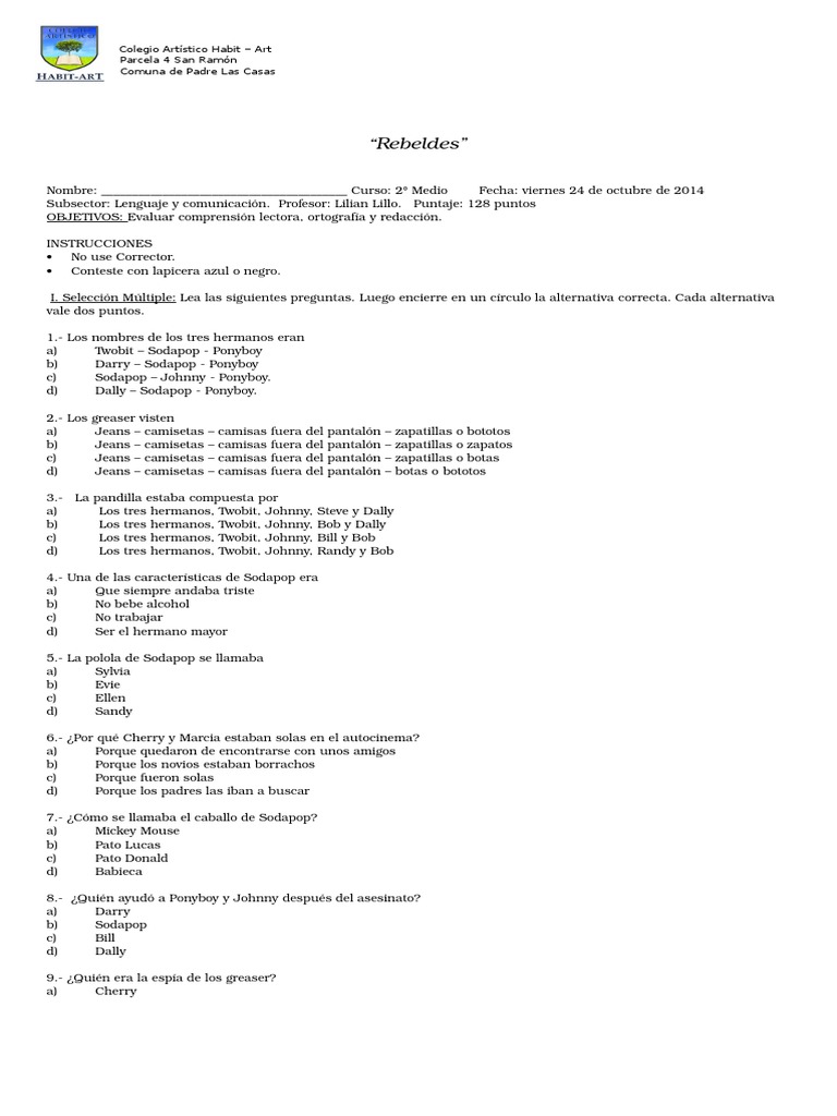 Prueba Rebeldes | PDF | Ocio