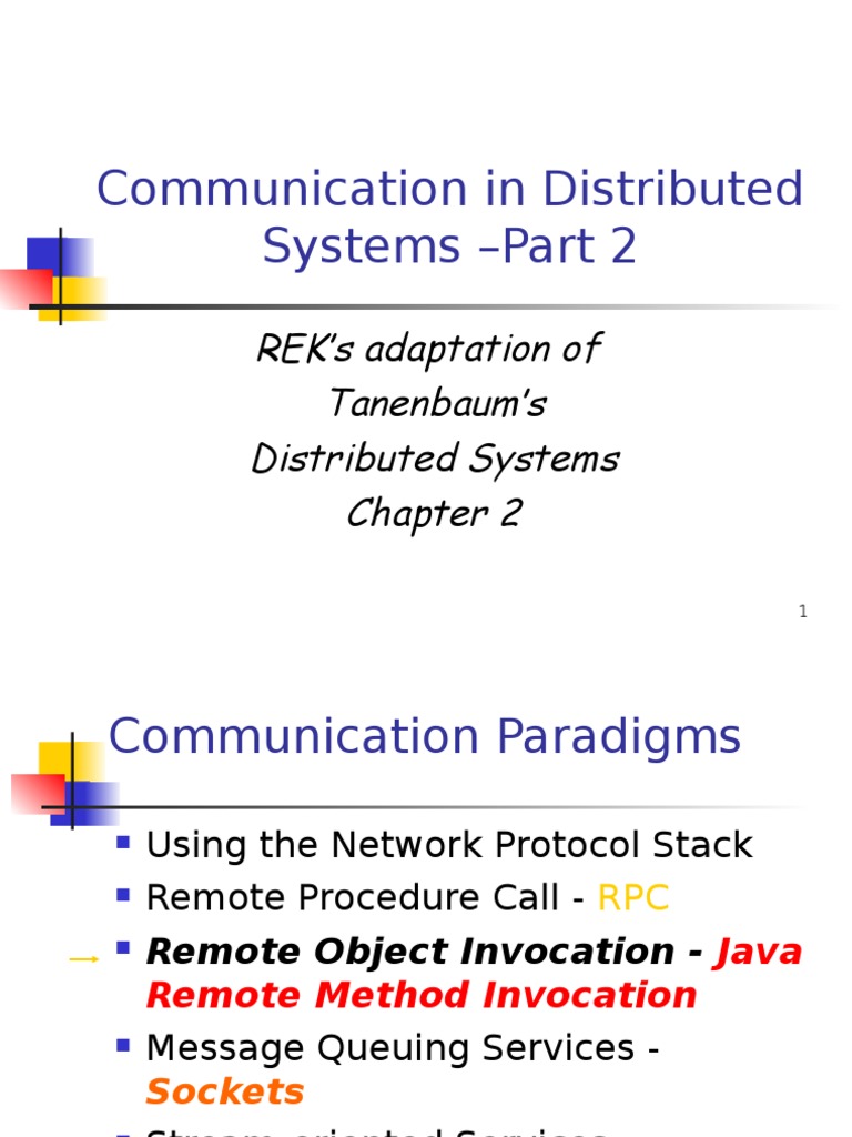 Communication in Distributed Systems - Part 2: REK's Adaptation of Tanenbaum's Distributed ...