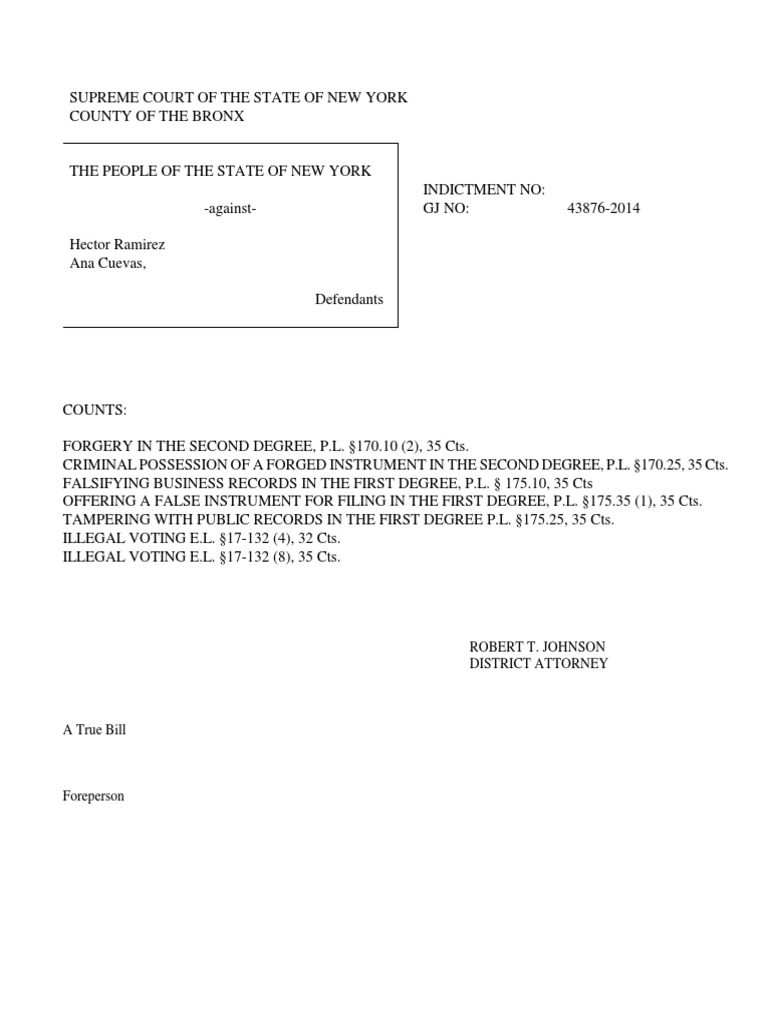 Indictment - Ramirez, Hector & Cuevas, Ana Redacted | Download Free PDF | Indictment | Grand Jury