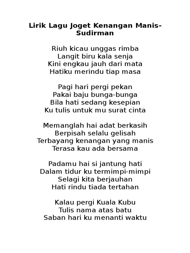 Lirik Lagu Joget Hitam Manis - ZachariahewaPierce