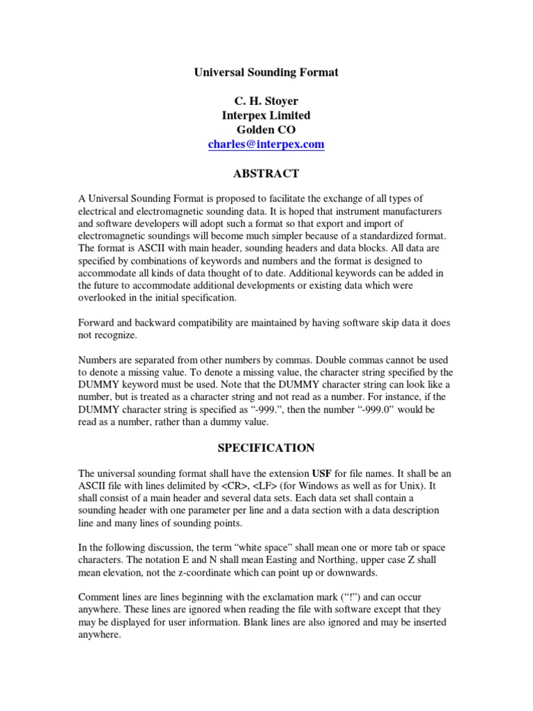 Universal Sounding Format | PDF | File Format | Low Pass Filter