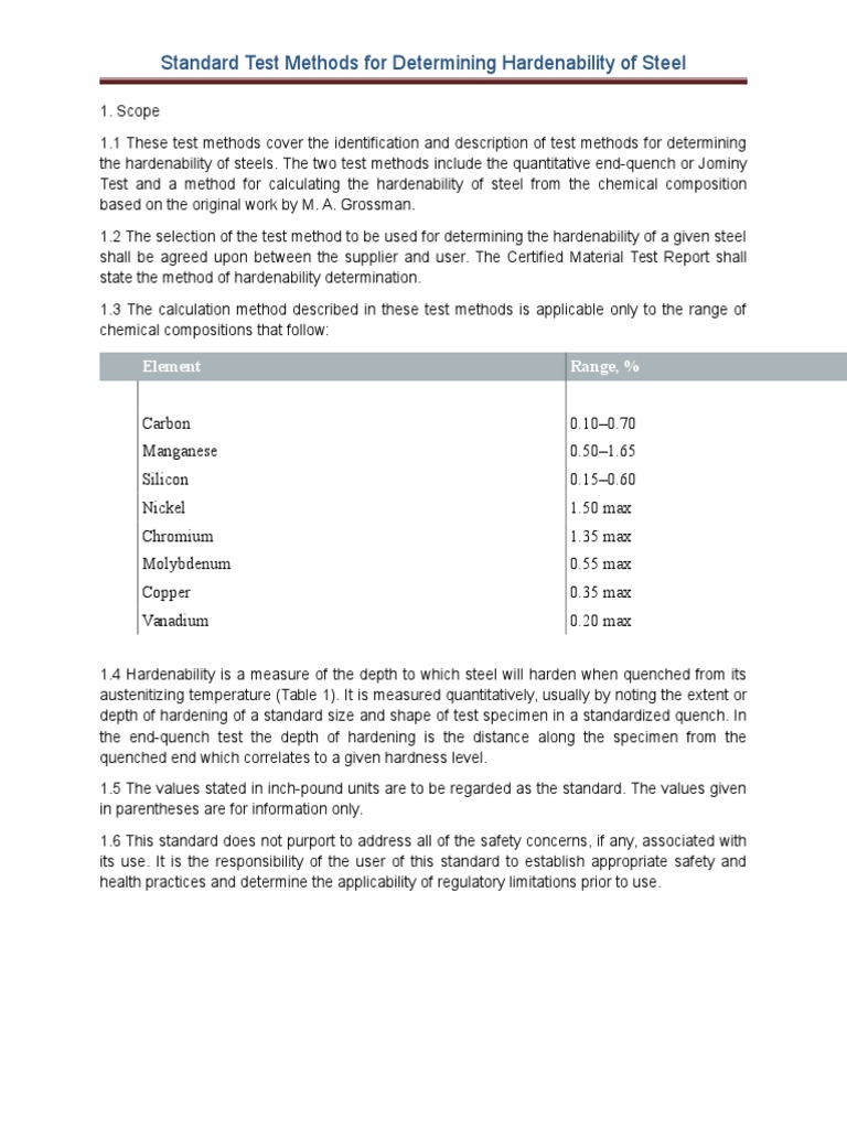 Steel Hardenability Test Methods | PDF | Steel | Manmade Materials