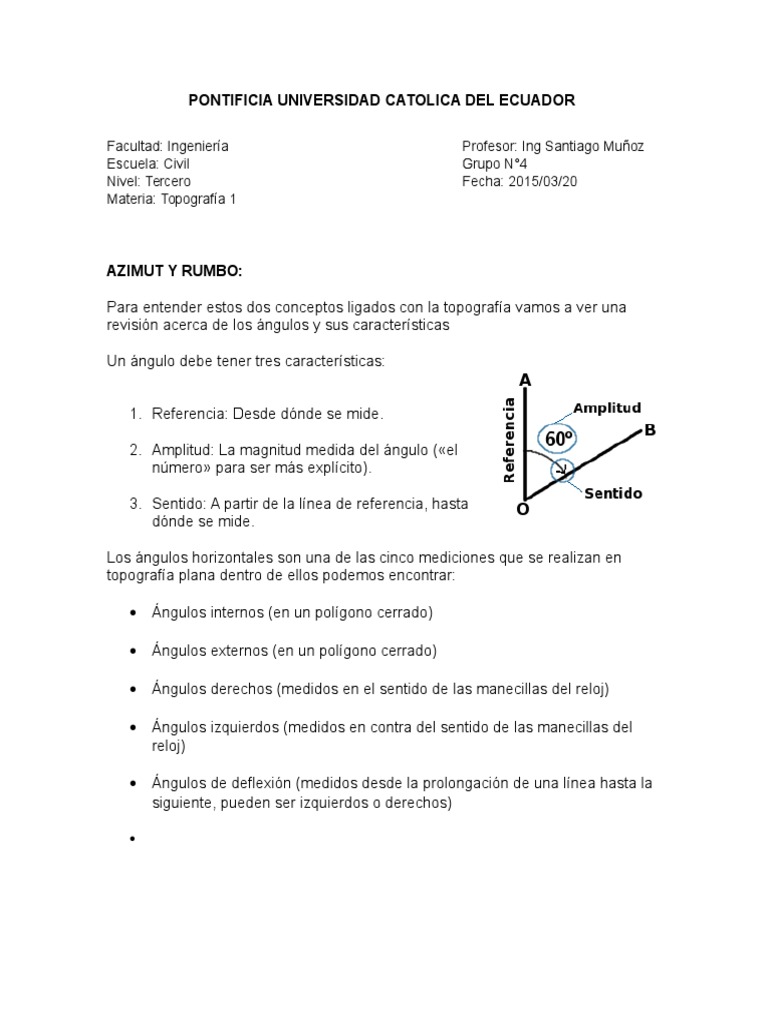 Azimut y Rumbo en Topografía | PDF | Campo magnético de la tierra | Tierra