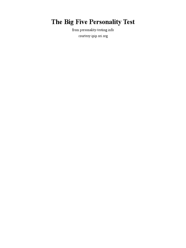 Big Five Personality Test Guide | PDF | Social Psychology | Cognition