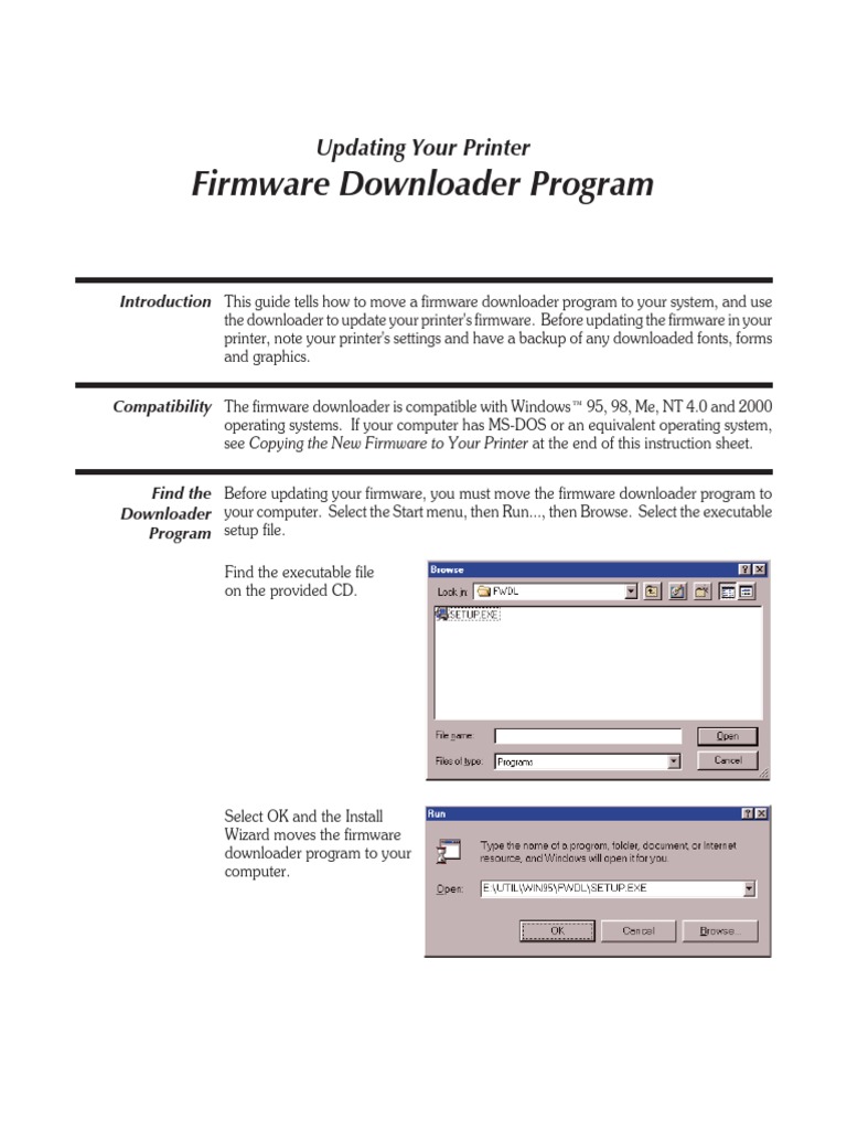 Firmware Downloader Program: Updating Your Printer | PDF | Operating ...
