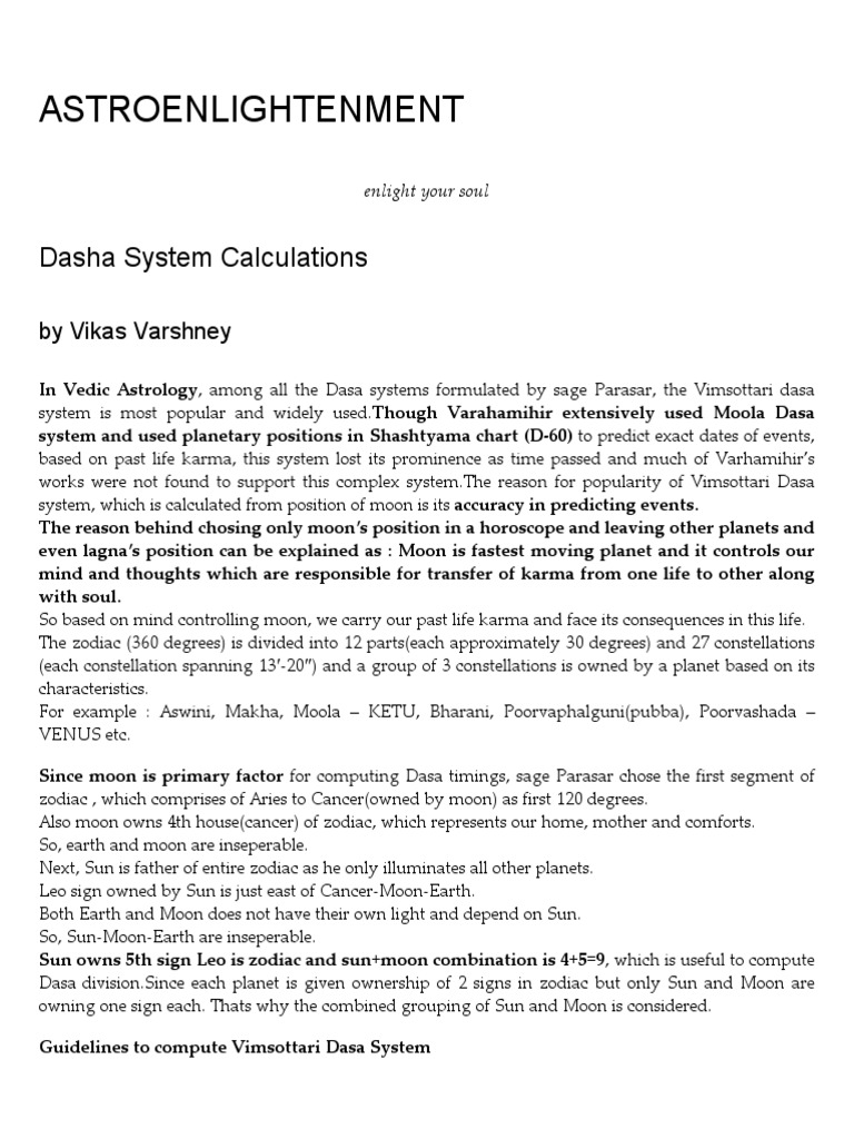 Dasa System | PDF | Planets In Astrology | Astrological Sign