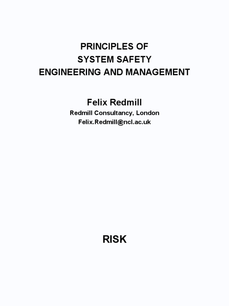 Principles of System Safety Engineering and Management | PDF | Risk ...