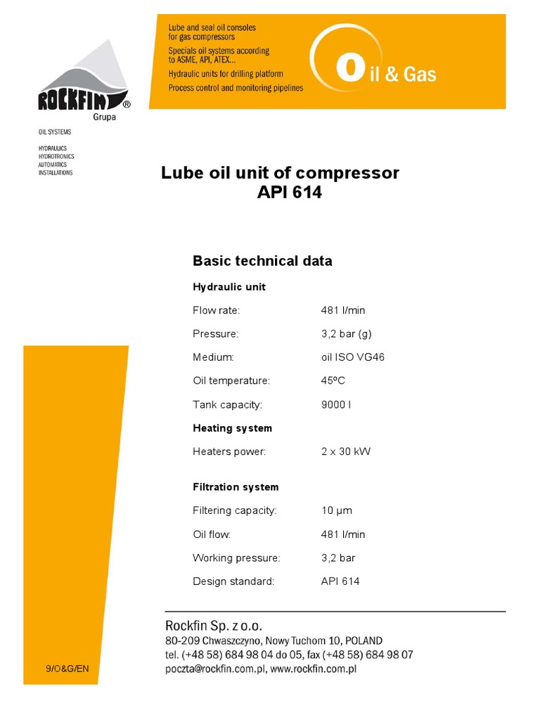 API 614 - Lube Oil Unit | PDF