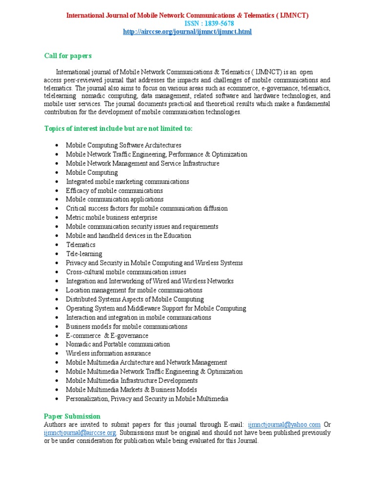 Ijmnct | PDF | Mobile Computing | Mobile Device