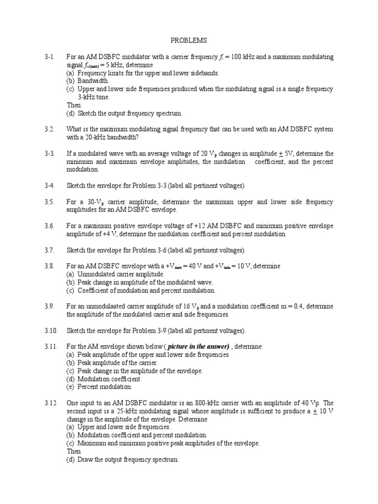 Problems Pdf Modulation Amplitude