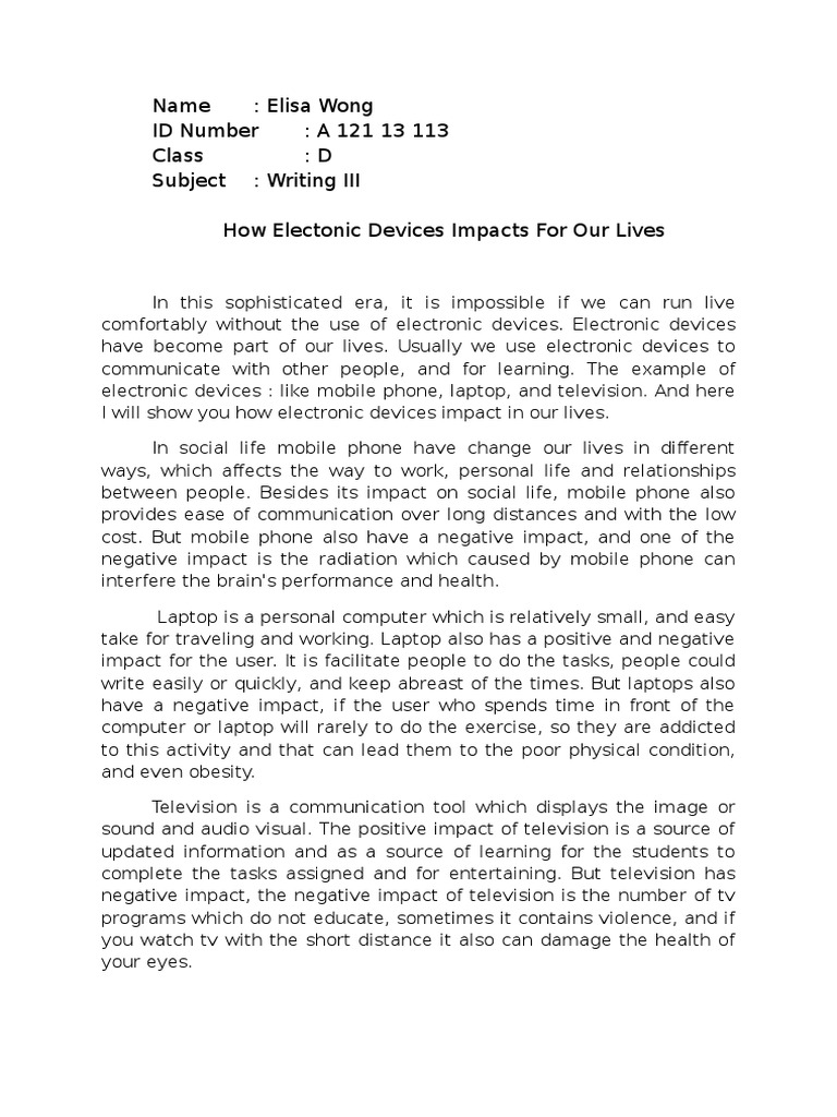 Paragraph About Electronic Devices | PDF | Computers | Technology ...