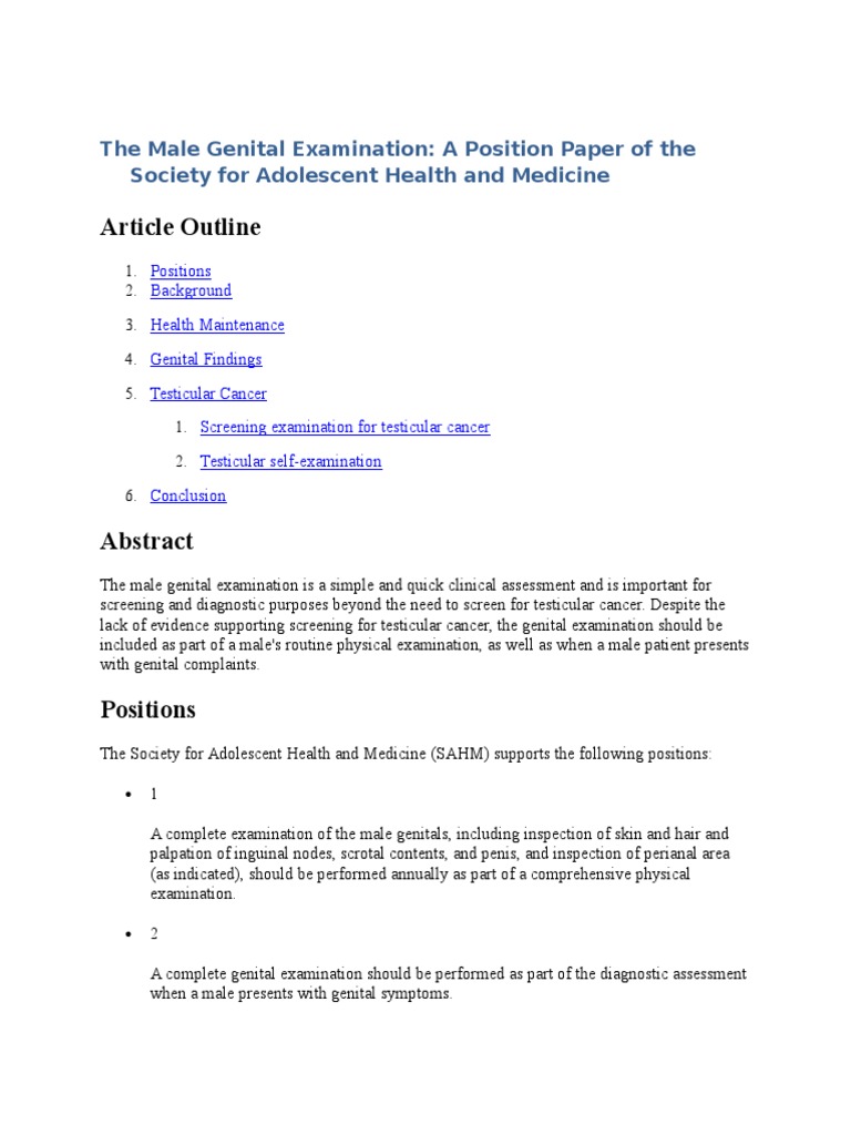 The Male Genital Examination | Screening (Medicine) | Sexually ...
